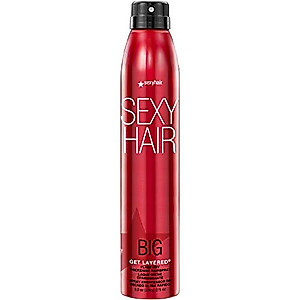 SexyHair Big Get Layered Flash Dry Thickening Hairspray, 8 Oz | Buildable Texture, Volume and Shine | Up to 72 Hours of Humidity Resistance