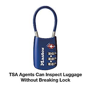 Master Lock Blue Set Your Own Combination TSA Approved Luggage Lock, Travel Zipper Padlock is Perfect for Suitcases, Bags, or Backpacks, 4688D