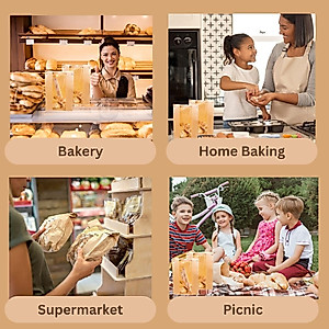 Bread Bags for Homemade Bread Sourdough - 50 Pack Large Paper Bread Bags for Sourdough with Tintie Tab Lock, 90pcs Stickers, Clear Front Window: Sourdough Bread Bags for Gifting