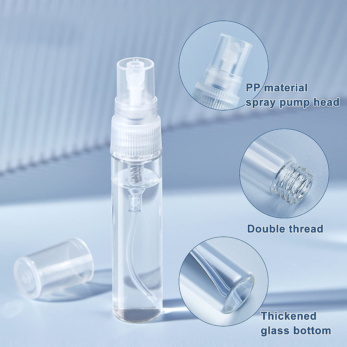 BENECREAT 25 Pack 10ml Small Glass Perfume Bottle Clear Fine Mist Spray Bottles for Essential Oils, Perfume and Cleaning Liquid