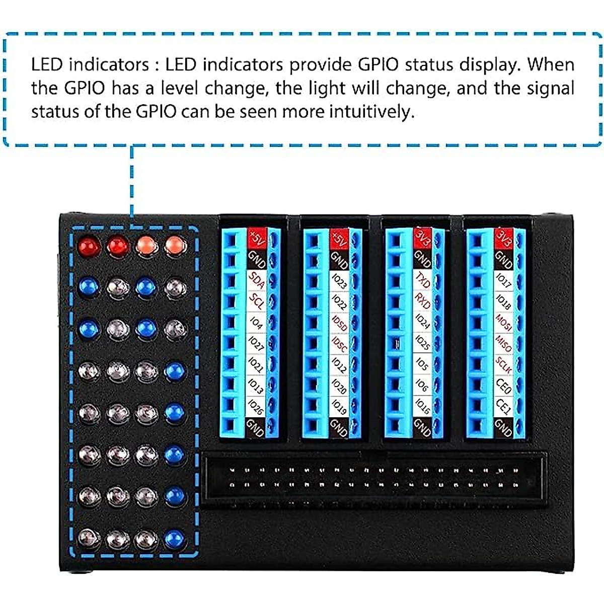 GeeekPi GPIO Screw Terminal Block Breakout Board HAT with Case for Raspberry Pi, GPIO Expansion Board Breakout Module with GPIO Status LED for Raspberry Pi 4B Only