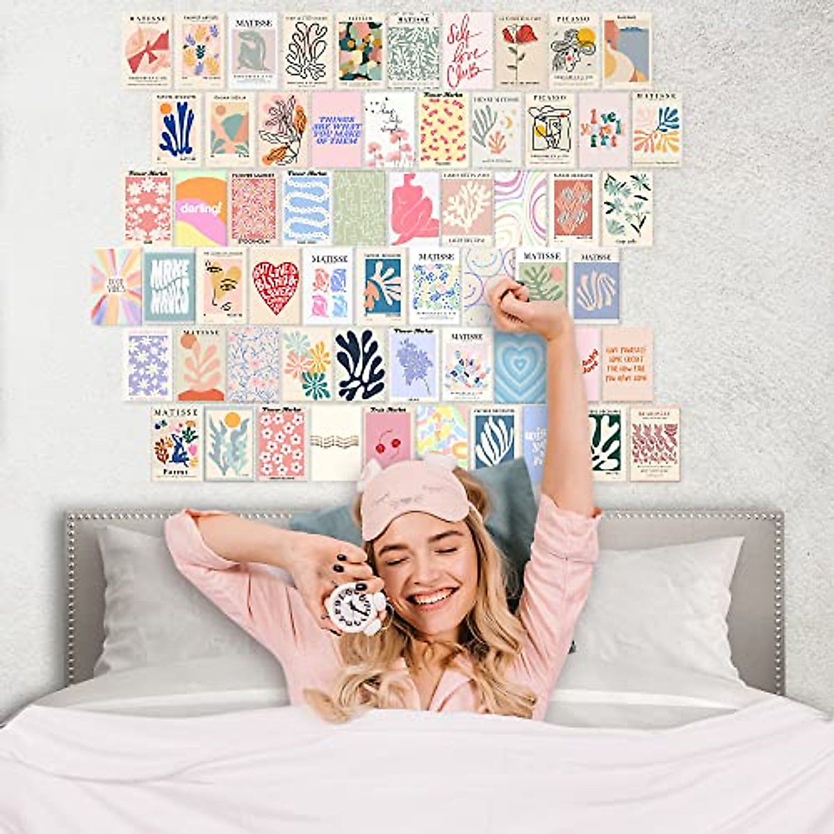 Woonkit 60 PC Danish Pastel Room Decor, Posters For Room Aesthetic, Trendy Room Decor, Cute Preppy Bedroom Wall Collage Dorm Matisse Wall Art Prints Pictures Photo Collage Kit, Coconut Teen Girl Stuff (A - DANISH PASTEL)