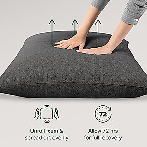 ZINUS Aidan Sling Accent Chair / Metal Framed Armchair with Shredded Foam Cushioning, Dark Grey