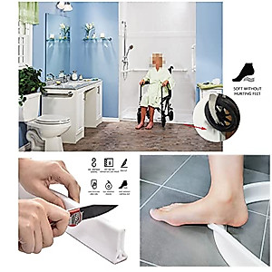 3" High Shower Water Splash Guard 67 Inch Collapsible Shower Threshold Water Dam Barrier Shower Dam Water Stopper To Keep Water In Shower Splash Guard For Walk In Shower Water Guard (5.6Ft）