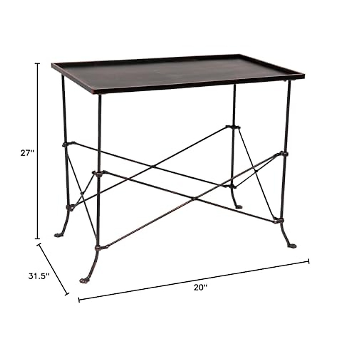 Creative Co-op HD6145 Rectangle Metal Accent Table, 27", Bronze