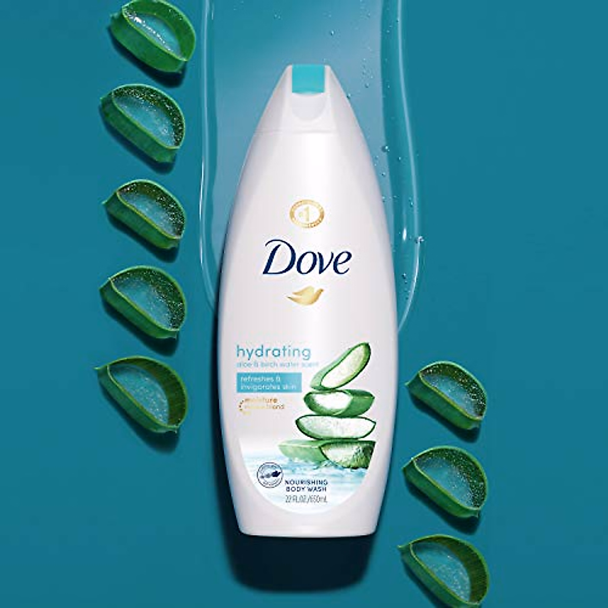 Dove Body Wash 100% Gentle Cleansers, Sulfate Free Hydrating Aloe and Birch Bodywash Gives You Softer, Smoother Skin After Just One Shower, 22 Fl Oz (Pack of 4)