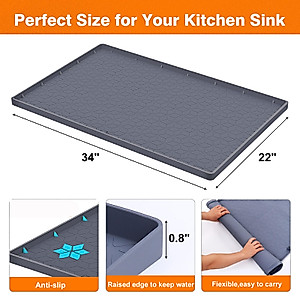 Under Sink Mat for Kitchen Silicone Waterproof Mat for 36" Cabinet, Kitchen Cabinet Liner, Under Sink Tray for Drips Leaks Spills Easy to Clean