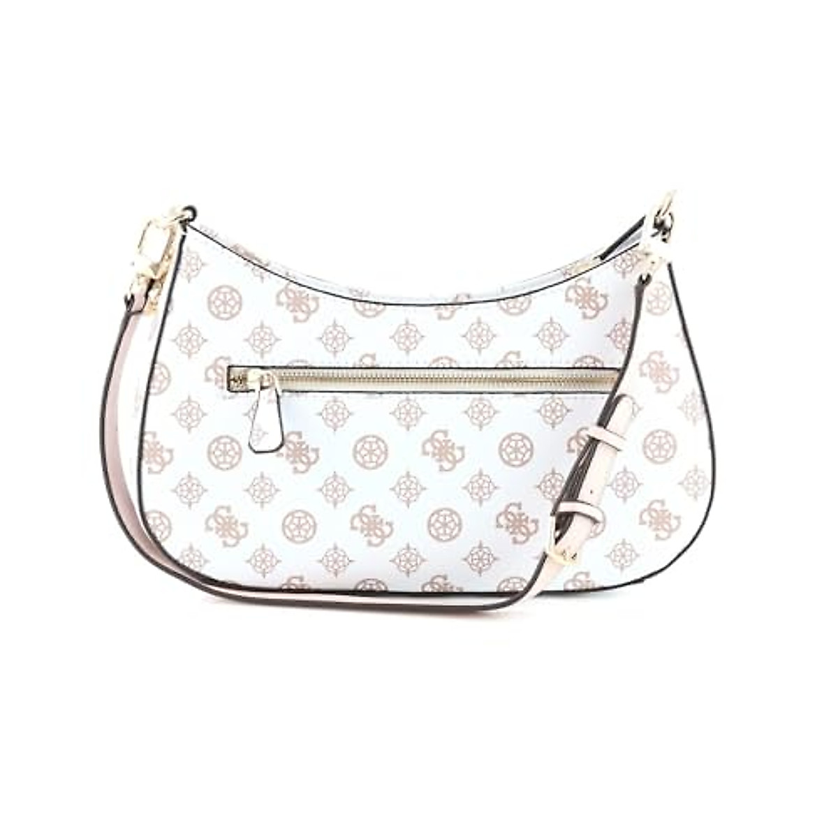 GUESS Noelle Top Zip Shoulder Bag, White Logo