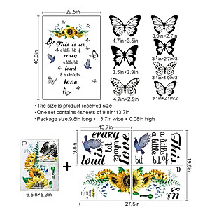 Sunflower Wall Stickers with 3D Butterfly, Family Inspirational Quote Wall Decals, Removable Garden Flowers Plant Wallpaper Decor, DIY Art Murals for Bedroom Nursery Kitchen Home Kids Living Room