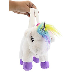 PLUSHIBLE BRIDGING MILES WITH SMILES Plush Unicorn Purse - Soft, Fluffy, Functional Stuffed Unicorn Purse for Kids - Cute Stuffed Animal Unicorn Toy