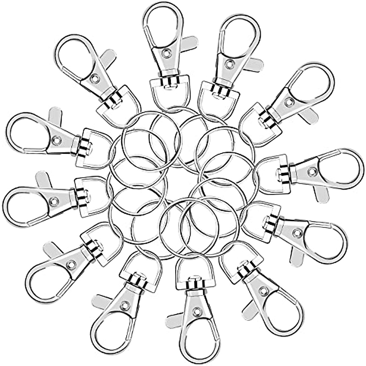 SANNIX 60pcs Key Chain Clip Hooks Swivel Clasps Lanyard Snap Hooks with Split Key Rings