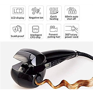Hann® Hair Curler,LCD Pro Salon Automatic Hair Curling Curler Ceramic Roller Wave Machine Styler (LCD Automatic Curler, Black)