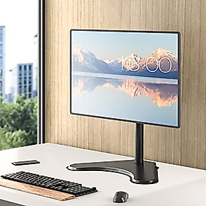 WALI Single Monitor Stand, Adjustable Monitor Stand for One Screen up to 32inch, Universal Freestanding Monitor Stand for hp acer lg Monitor with monting Holes 75 to 100mm (MF001),Black
