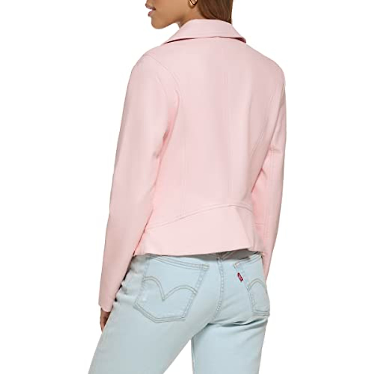 Levi's Women's Faux Leather Asymmetrical Moto Jacket, Rose Quartz, X-Large