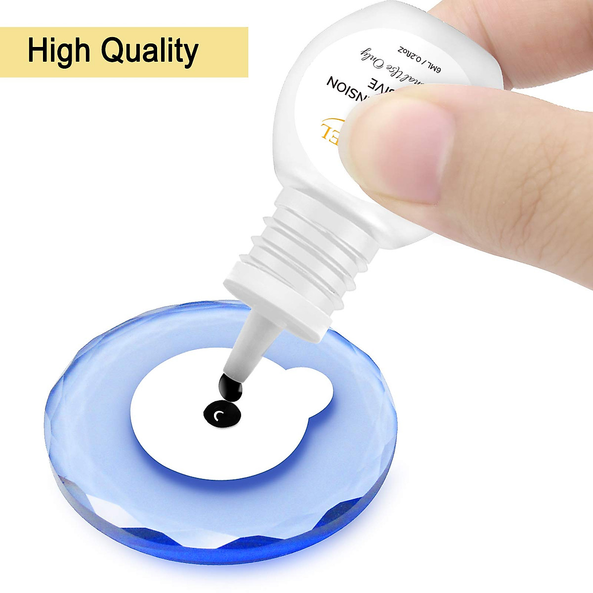 QUEWEL Strong Black Adhesive for Eyelash Extensions 6ml 1-2 Sec Drying Time,Retention 7-8 Weeks,The Lash Extension Glue Low Fume No Irritating for Sensitive