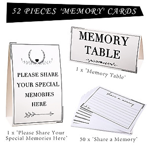 Outus 52 Pieces Share a Memory Cards Funeral Guest Book Memory Card for Celebration of Life, Birthday, Graduation, Wedding, Anniversary, Retirement, Baby Showers (White)