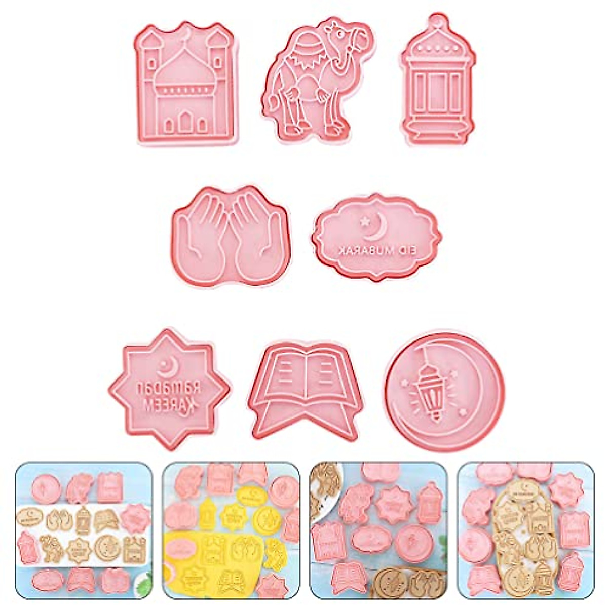 Wedding Cake Cookies Eid Mubarak Ramadan Cookie Molds: 8Pcs Cookie Cutters Islamic Muslim Biscuit Fondant Cake Chocolate Candy Silicone Ramadan Decorations