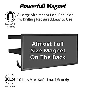 YJSMO 6 Hooks Magnetic Key Holder,Magnetic Key Racks with Tray,Magnetic Key Hooks,Magnetic Shelf for Keys,Letters, Coat Hooks,Used in Kitchen or Office,Made of Steel (Black, Medium)