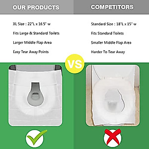 FYY 100 Pack Toilet Seat Covers Paper Flushable,Travel Disposable Flushable Paper Toilet Seat Covers for Adults and Kids Potty Training in Public Restrooms,Airplane,Camping(L,56x42cm,22x16.5 inch)