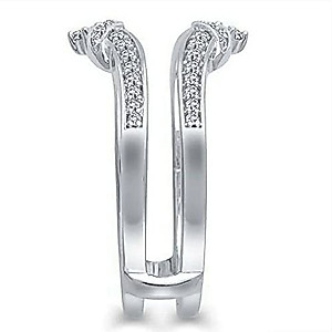 1.00 Ct Round Cubic Zirconia Enhancer Wrap Guard Ring 14K White Gold Plated 925 Sterling Silver