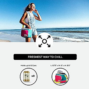 Igloo 90s Retro Collection Square Lunch Box Cooler with Front Pocket and Adjustable Strap, Neon