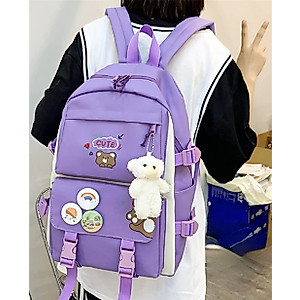 5Pcs Accessories Backpack with Pin & Set Cute Backpack Kawaii Backpack School Bags for Teen Girl