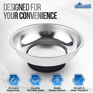 EHOMEA2Z Magnetic Bowl For Screws 3pc,Magnetic Bowls For Holding Nuts and Bolts, Small Parts,Pins,Tools,Plate,Dish,Set,Tray,Round (Set of 3)