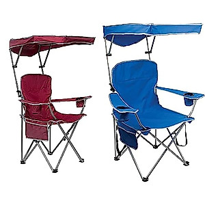Quik Shade Max Shade Gray Chair, 30'' D x 34'' W x 51'' H, Red/Grey & Full Size Shade Folding Chair for Camping, Polyester, Arm Rest|Foldable, Royal Blue, 2'L x 3'W x 4.3'H (160048DS)