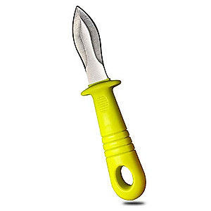 DragonFruitee Oyster Shucking Knife, Commercial Grade Clam and Shellfish tool With Ergonomic Grip And Anti-Slip Handle, Good For Home Restaurant Kitchen And Outdoor Use, Yellow/Silver (1 Count)