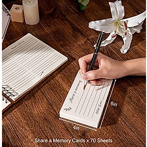 Funeral Guest Book Alternatives for Memorial Service Sign-in Memorial Books for Celebration of Life Include 4x6 Inch Thank You Cards with Envelopes Share A Memory Cards Wooden Table Sign (Brown)