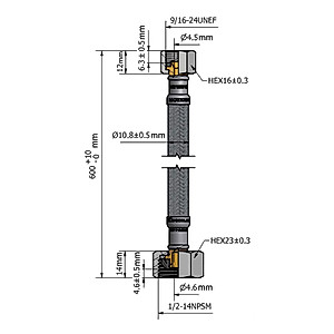 PARLOS 24 Inch Faucet Water Supply Lines cUPC CERTIFIED with 9/16-24 UNEF threads Brass Connector, 2103001