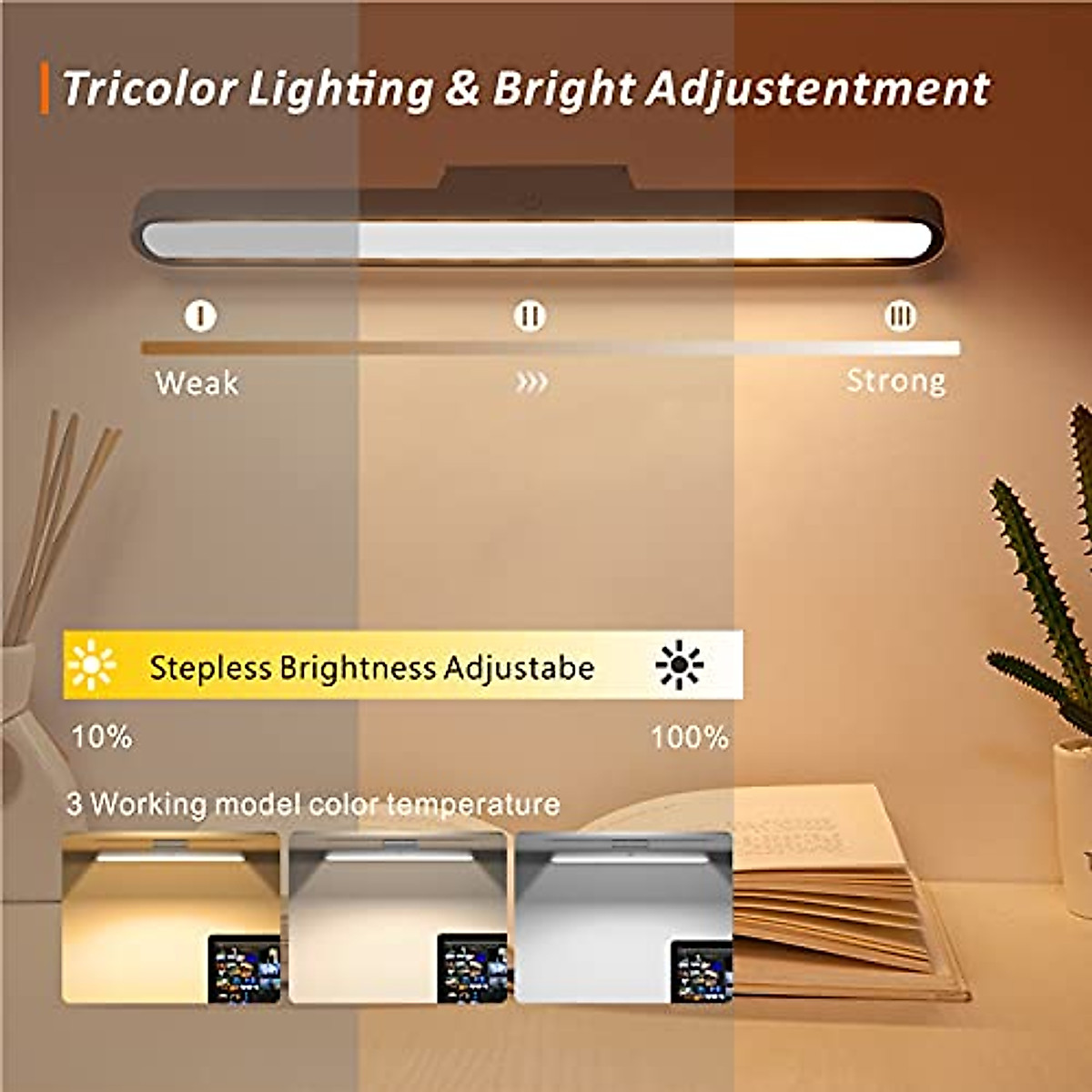 LED Desk Light, ZouYee Portable Desk Lamp for College Dorm Room ,Cordless Magnetic Battery Powered Small Table Lamp with Touch Control for Under Cabinet Lights Reading Working Office Bedroom Lighting