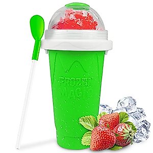 Slushy Maker Cup - Travel Slushie Cup, Quick Freeze Magic Cup, Double Layer Slushy Cup, Cooler Smoothie Silicon Cup, Mini Ice Cream Maker, Slushies - Green.