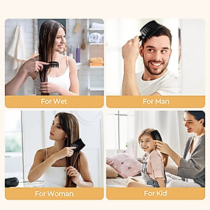 Voremy Magical Brush Detangler, HIPPIH Styling Massage Hair Brush for Curly Hair, Vormey Ultra Detangler brush for Women, Man & Kids, Hairbrush Can Adds Shine & Smooth for Thick Hair (Black)