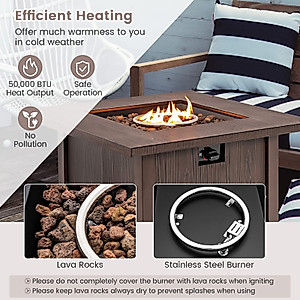 Giantex Gas Fire Pits for Outside - 32” Patio Fire Table, Propane Table with Lid, Lava Rocks, Metal Frame, PVC Protective Cover, CSA Certification, 50,000 BTU Firepit table for Poolside, Backyard