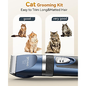 oneisall Cat Clippers and Paw Trimmer 3 in 1,Cat Grooming Kit,Cat Clippers for Matted Hair,Cordless Cat Shaver for Matted Long Hair,2 Speed Cat Hair Trimmer,Pet Clippers for Cats and Small Dogs