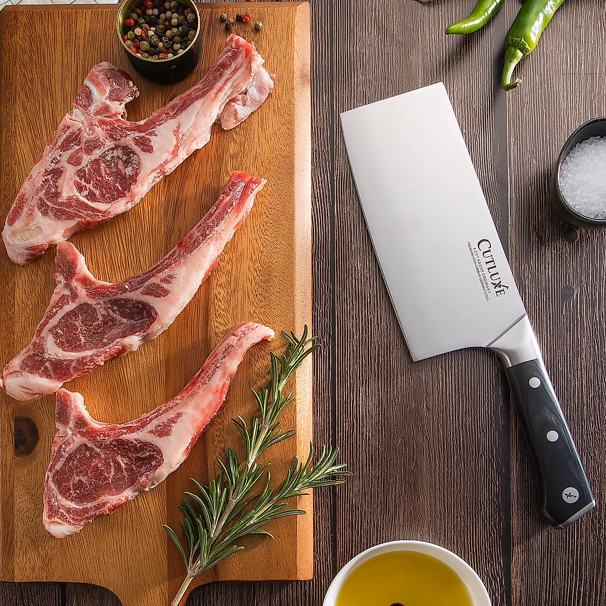 Cutluxe Slicing & Cleaver Knife Set – Forged High Carbon German Steel – Full Tang & Razor Sharp – Ergonomic Handle Design – Artisan Series