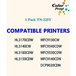 ColorPrint Compatible TN225 Toner Cartridge Replacement for Brother TN-225Y TN-225 TN-221 TN221 Used for HL-3140CW HL-3170CDW HL-3180CDW MFC 9130CW 9330CDW 9340CDW DCP-9020CDN Printer (1-Pack, Yellow)