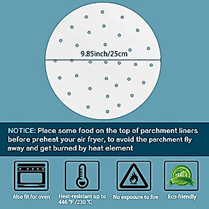 10 Inch Air Fryer Liners, Set of 200, 5/6/7/8/9 Inch Bamboo Steamer Liners/Air Fryer Perforated Parchment Paper for Air Fryer, Steaming Basket and More