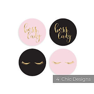 Boss Lady Eyelash Stickers / 250 Small Business Stickers/Beauty Business 1.5" Labels/Make Up Business Gold Foil Envelope Seals/Made in The USA