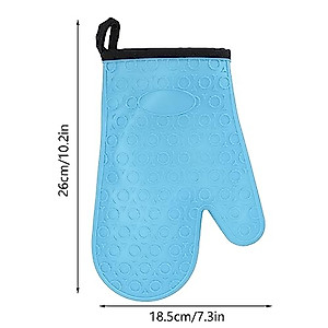 Silicone Oven Mitt, Kitchen Baking Glove High Temperature Retardant for Cooking (Blue)