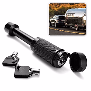 Zone Tech Trailer Hitch Receiver Lock - Premium Quality Anti-Theft 5/8" Pin for Class III IV 2" and 2-1/2" Receiver with Rubber Cap - Durable Metal Weatherproof Receiver (1-Pack)