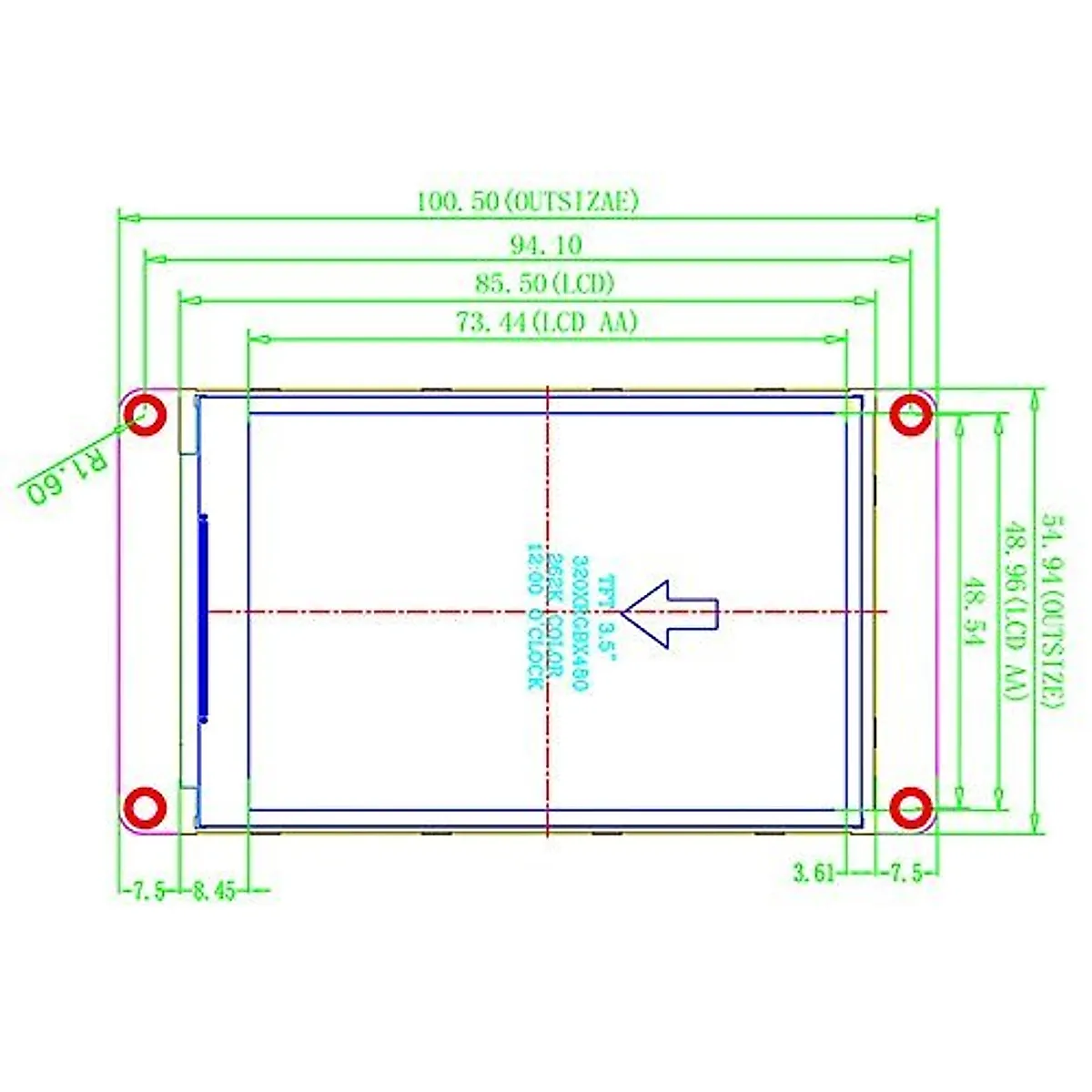 Ferwooh Nextion 3.5'' Display NX4832T035 Resistive Touch Screen HMI TFT Smart Module LCD