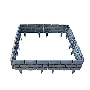 Ram® 8 X Grey Brick Effect Garden Lawn Edging Grey Lawn Border Stone Effect 5M METRE