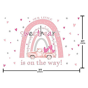 MEHOFOND Valentines Baby Shower Backdrop for Girl Sweetheart Baby Shower Decorations Banner A Little Sweetheart is On The Way Boho Rainbow Photography Background Studio Photo Props Vinyl 7x5ft