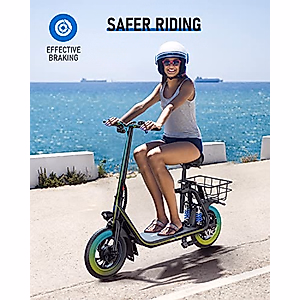 URBANMAX C1 Pro Electric Scooter with Seat, Adult Electric Scooters with Dual Shock Absorbers Up to 25 Miles 18.6MPH 450W Motor, Folding Scooter Electric for Adults with Seat & Carry Basket