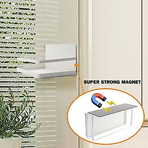YiaChuii Magnetic Shelves for Refrigerator, Magnetic Spice Racks Fridge Magnets Shelf for Whiteboard with 4 Removable Hooks（2 Pack