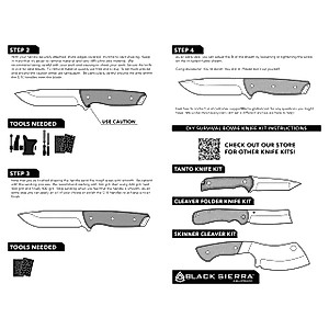Black Sierra Survival Bowie Knife Building Kit - Hunting Knife with Sheath, DIY Stainless Steel Fixed Blade Full Tang Camping Knife comes with Kydex Sheath, Gift Idea