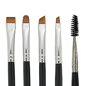 BENLILY 4pcs Eyebrow Brushes Set Eyeliner Groom Kit - Angled, Flat, Shader, and Spoolie Brush