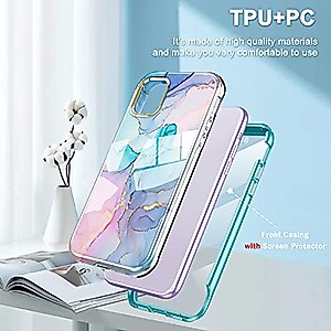 DT Series Case for iPhone 11 Case Built with Screen Protector, Lightweight and Stylish Full Body Shockproof Protective Rugged TPU Case for Apple iPhone 11 6.1inch（Marble）